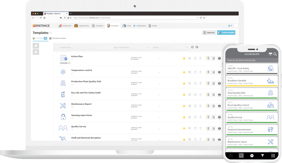 Iristrace - Características del Software y App en linea para checklist